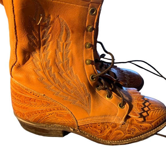 Larry Mahan | Shoes | Tooled Leather Western Lace Up Boot | Poshmark